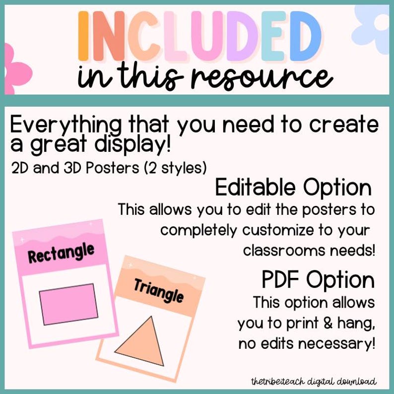 Shape Posters, Editable Posters, 3D Shapes, 2D Shapes, Geometry Posters ...