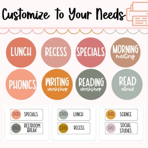 Schedule Cards, Class Schedule, Editable Labels, Boho Rainbow ...