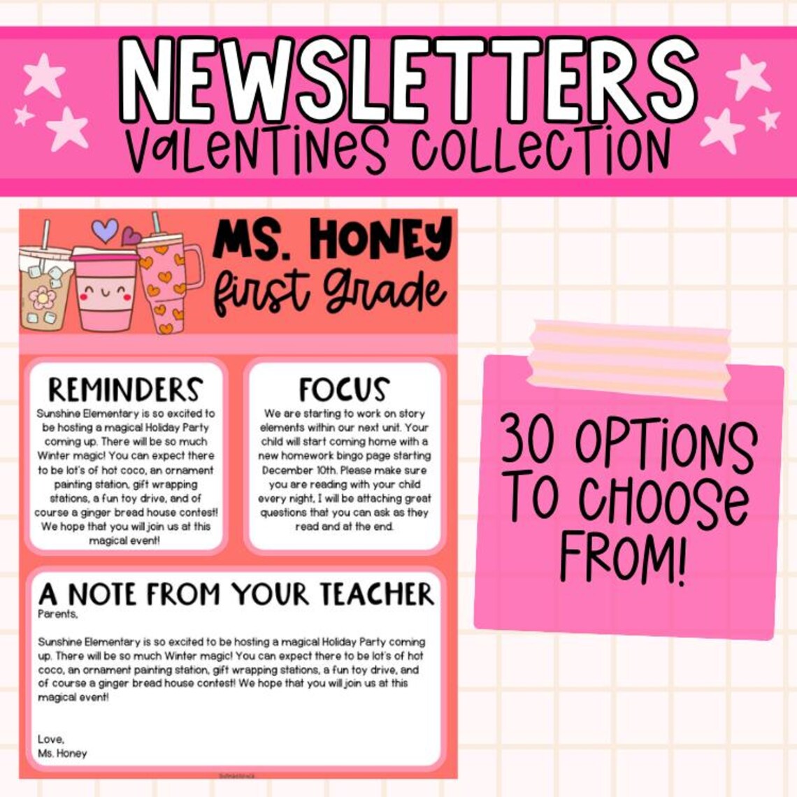 Valentines Newsletters, Newsletter Template, Class Newsletter, Editable ...