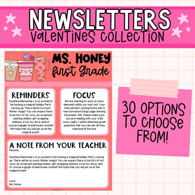 Valentines Newsletters, Newsletter Template, Class Newsletter, Editable ...
