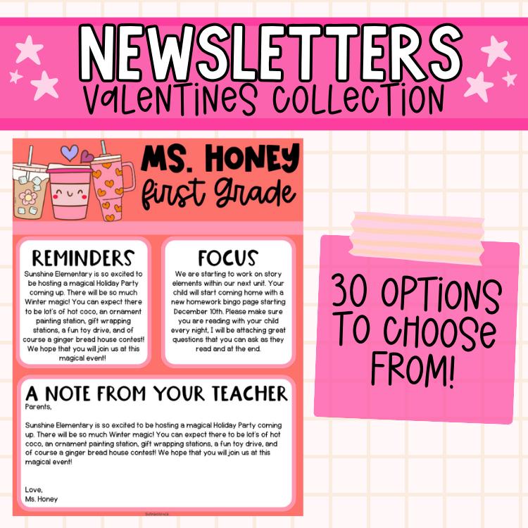 Valentines Newsletters, Newsletter Template, Class Newsletter, Editable ...