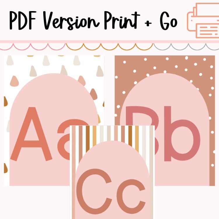 Primary Alphabet Posters, Boho Rainbow, Decor Bundle, Calm Classroom ...