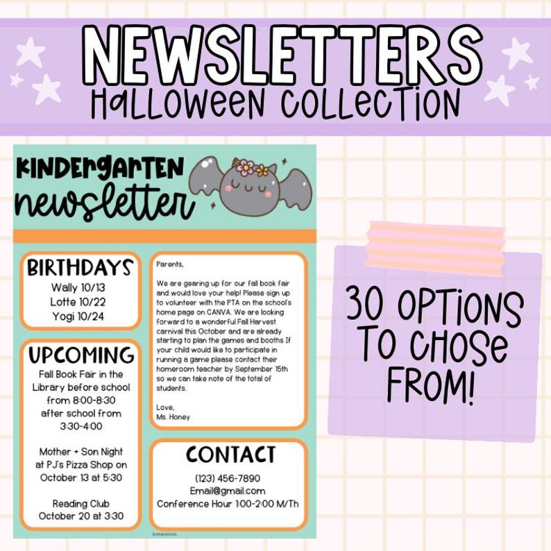 Halloween Newsletters, Newsletter Template, Class Newsletter, Editable ...