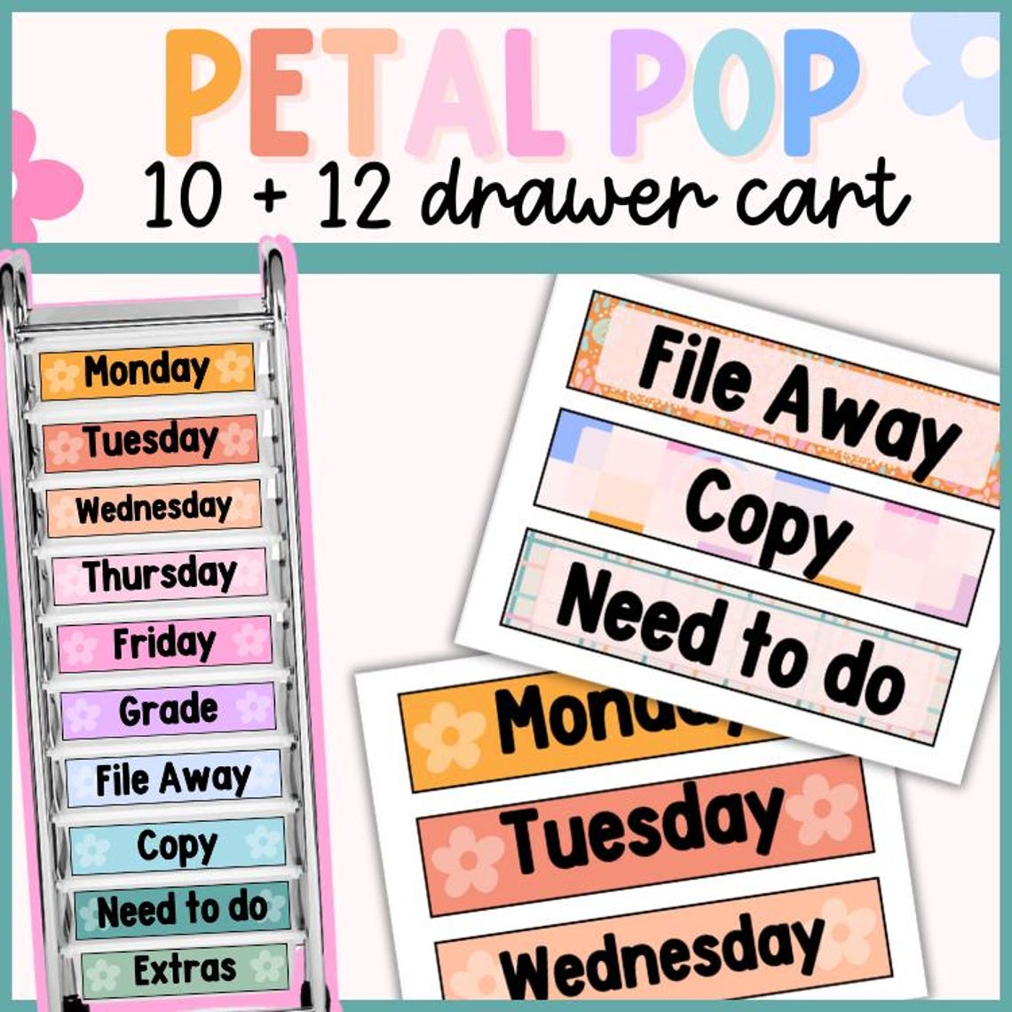10 Drawer Cart Labels, 12 Drawer Cart Labels, Decor Bundle, Classroom ...