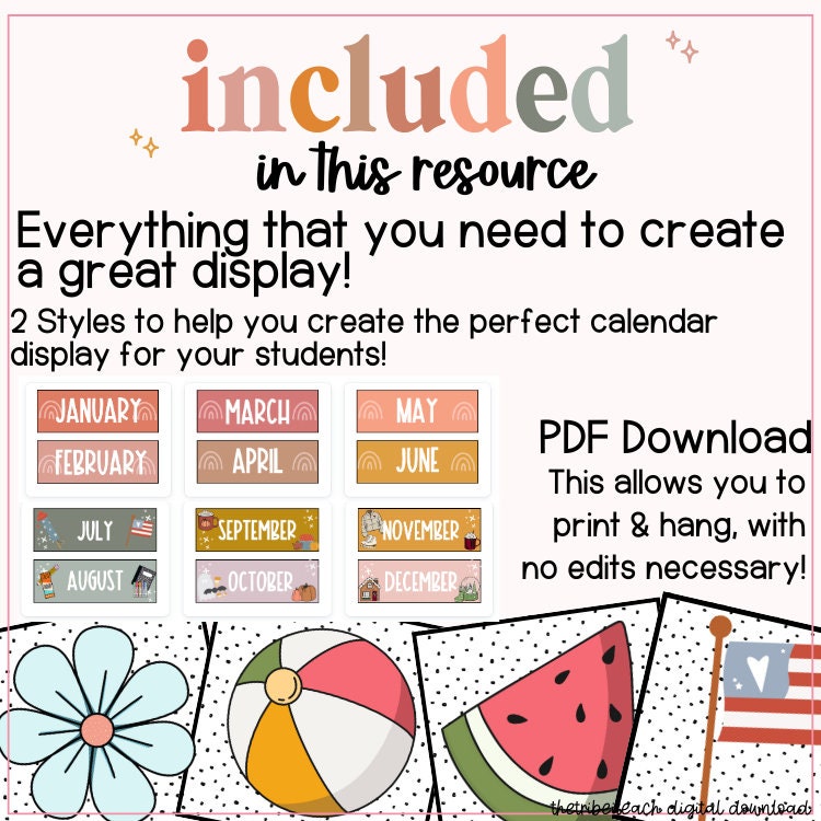 Flip Calendar, Classroom Calendar, Boho Rainbow, Classroom Organization ...