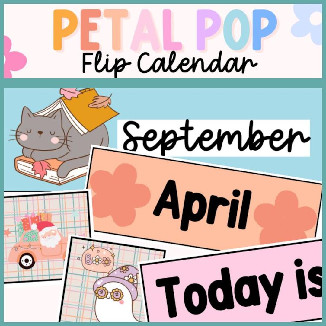 Classroom Calendar, School Calendar, Flip Calendar, Petal Pop Pastel ...