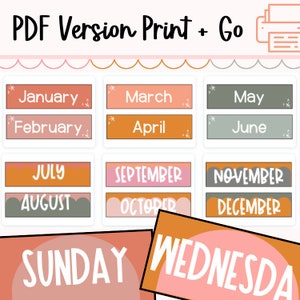 Classroom Calendar, School Calendar, Boho Rainbow, Decor Bundle, Calm ...