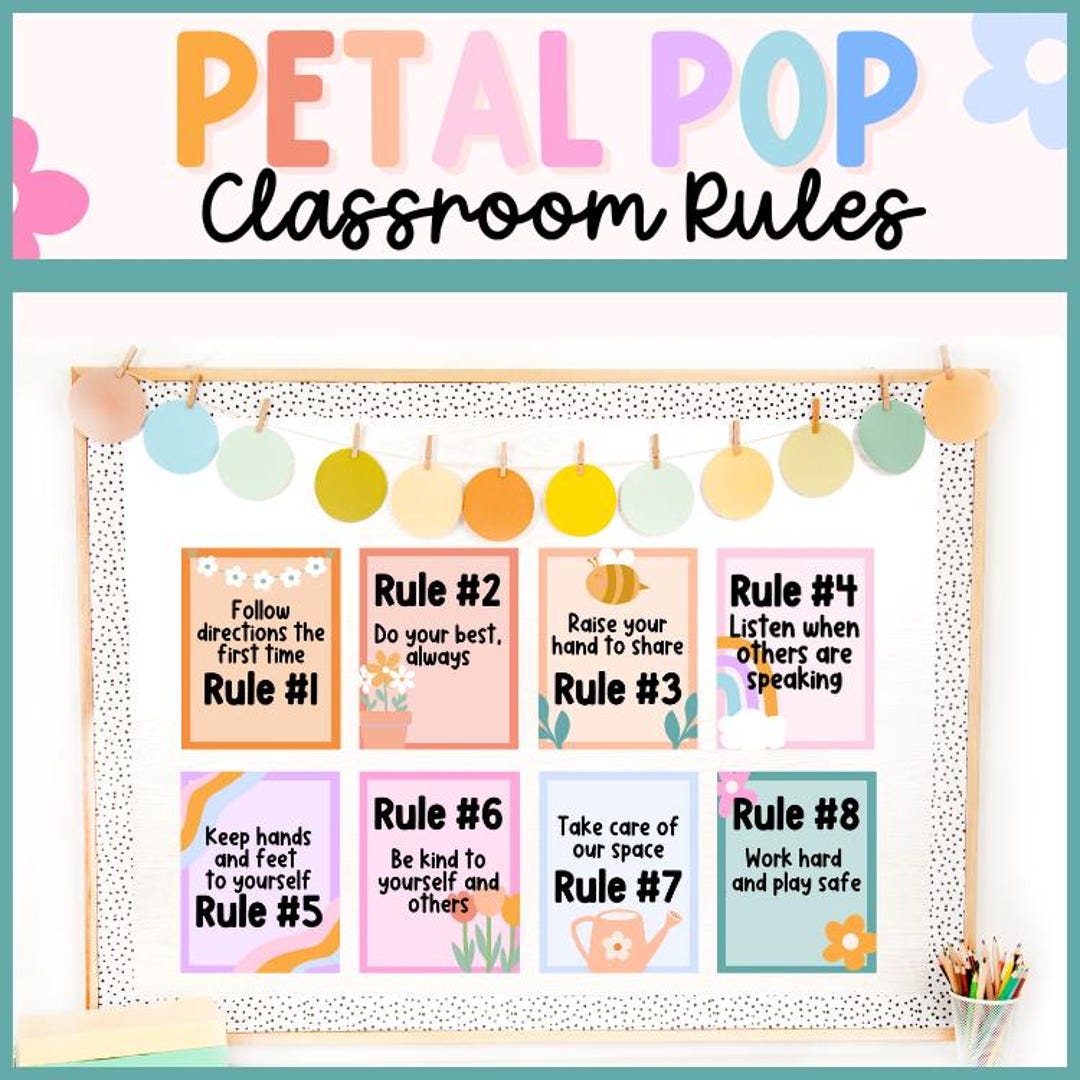Classroom Rules, Pastel Classroom, Floral Classroom, Bright Classroom ...