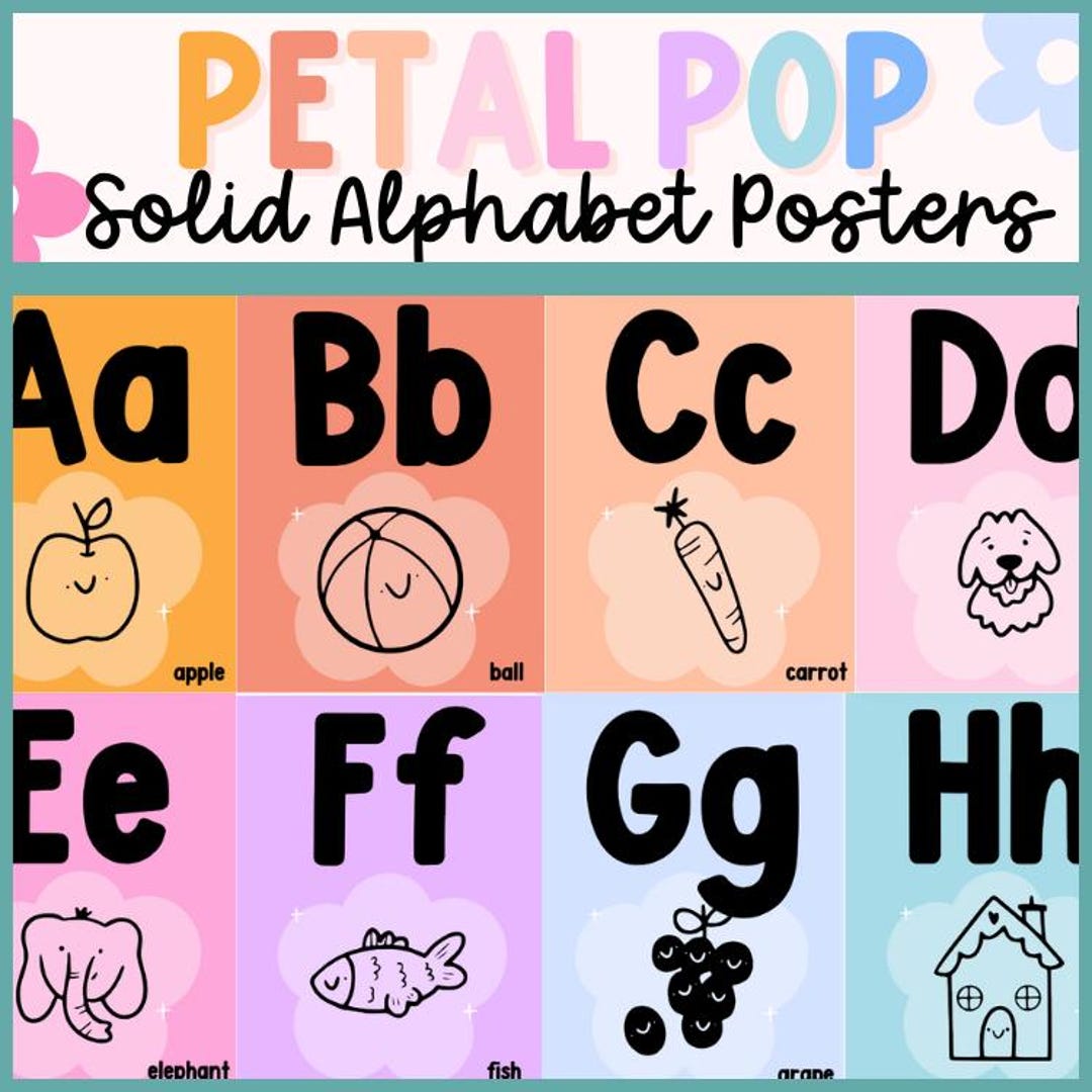 Alphabet Posters, Pastel Classroom, Floral Classroom, Bright Classroom ...