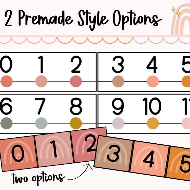 Number Line, Class Number Line, Boho Rainbow, Classroom Organization ...