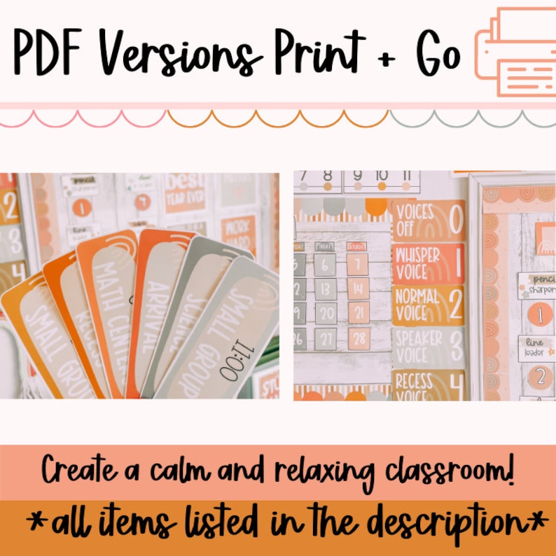 Boho Rainbow Classroom Decor Bundle, Editable, Calm Classroom Decor ...