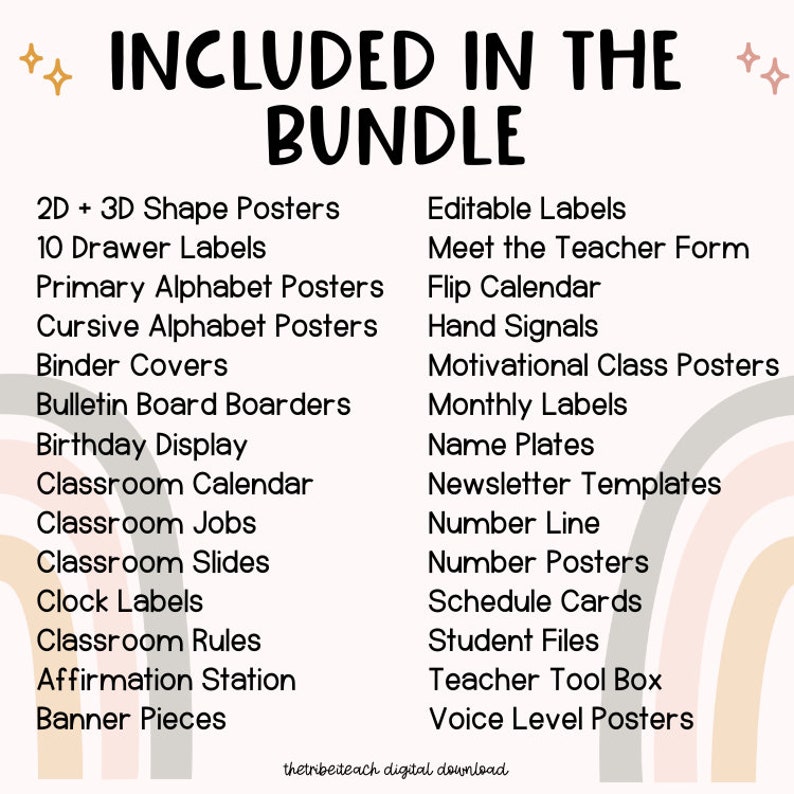 Boho Rainbow Classroom Decor Bundle, Editable, Calm Classroom Decor ...