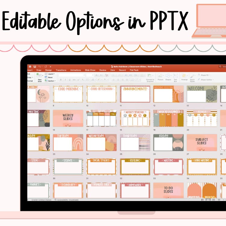 Boho Rainbow Classroom Decor Bundle, Editable, Calm Classroom Decor ...