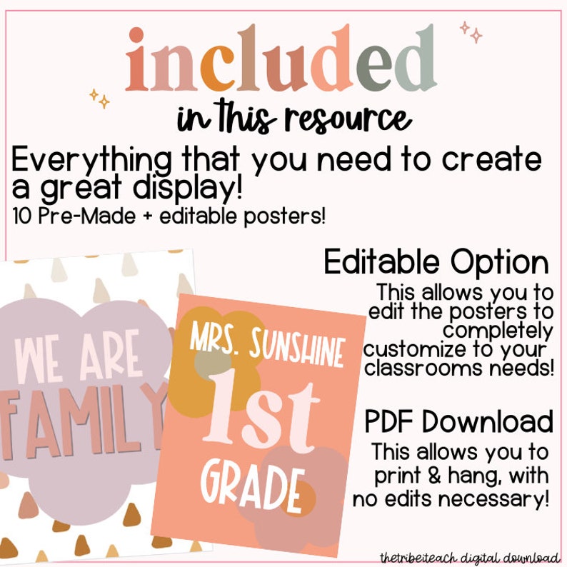 Classroom Motivational Posters, Classroom Posters, Boho Rainbow ...