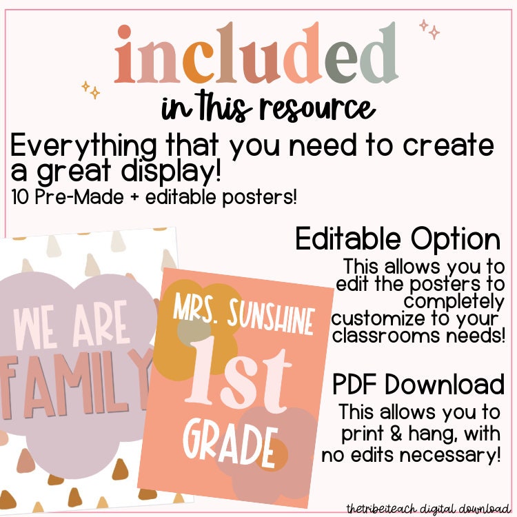 Classroom Motivational Posters, Classroom Posters, Boho Rainbow ...