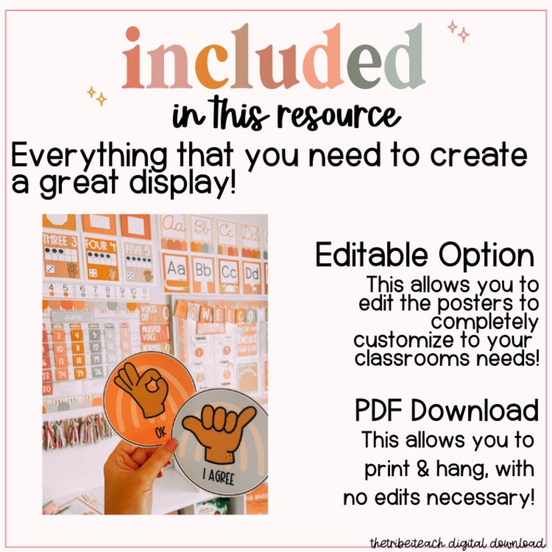Hand Signals, Classroom Posters, Boho Rainbow, Classroom Organization ...