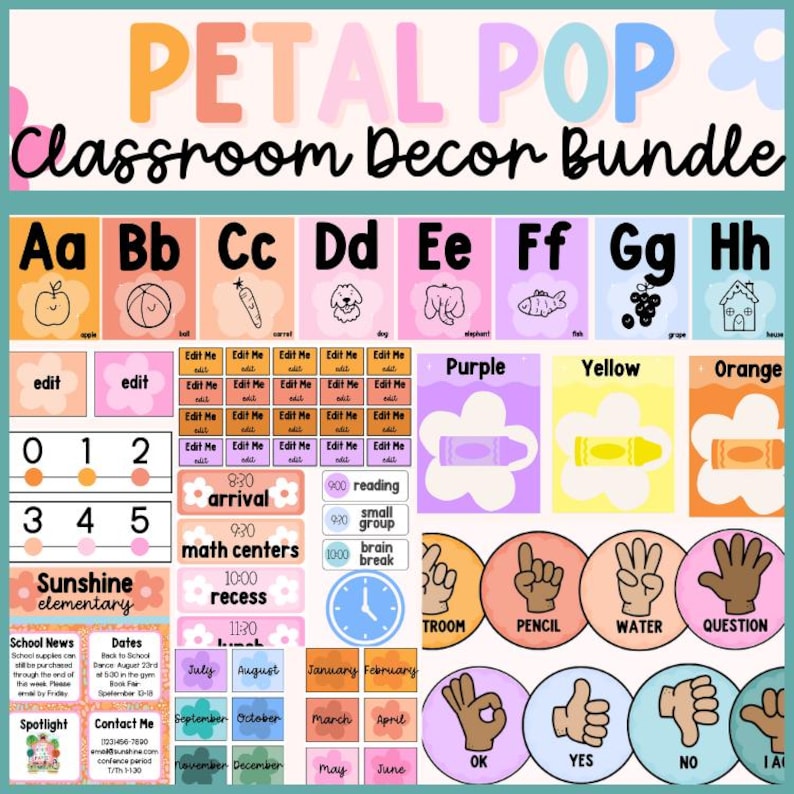 Petal Pop Pastel Classroom Decor Bundle, Calm Classroom Decor ...