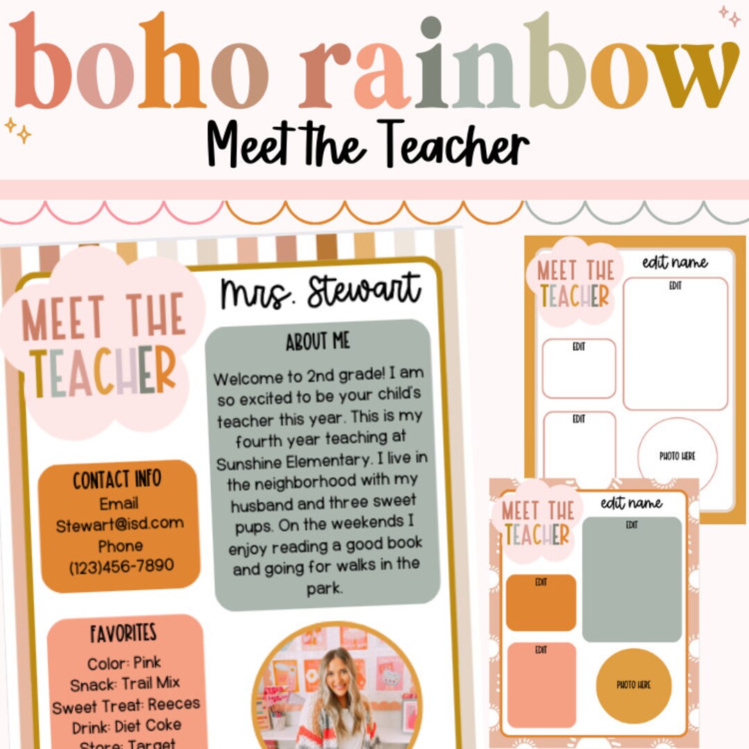 Meet the Teacher, Classroom Form, Boho Rainbow, Classroom Organization, Classroom Decor ...