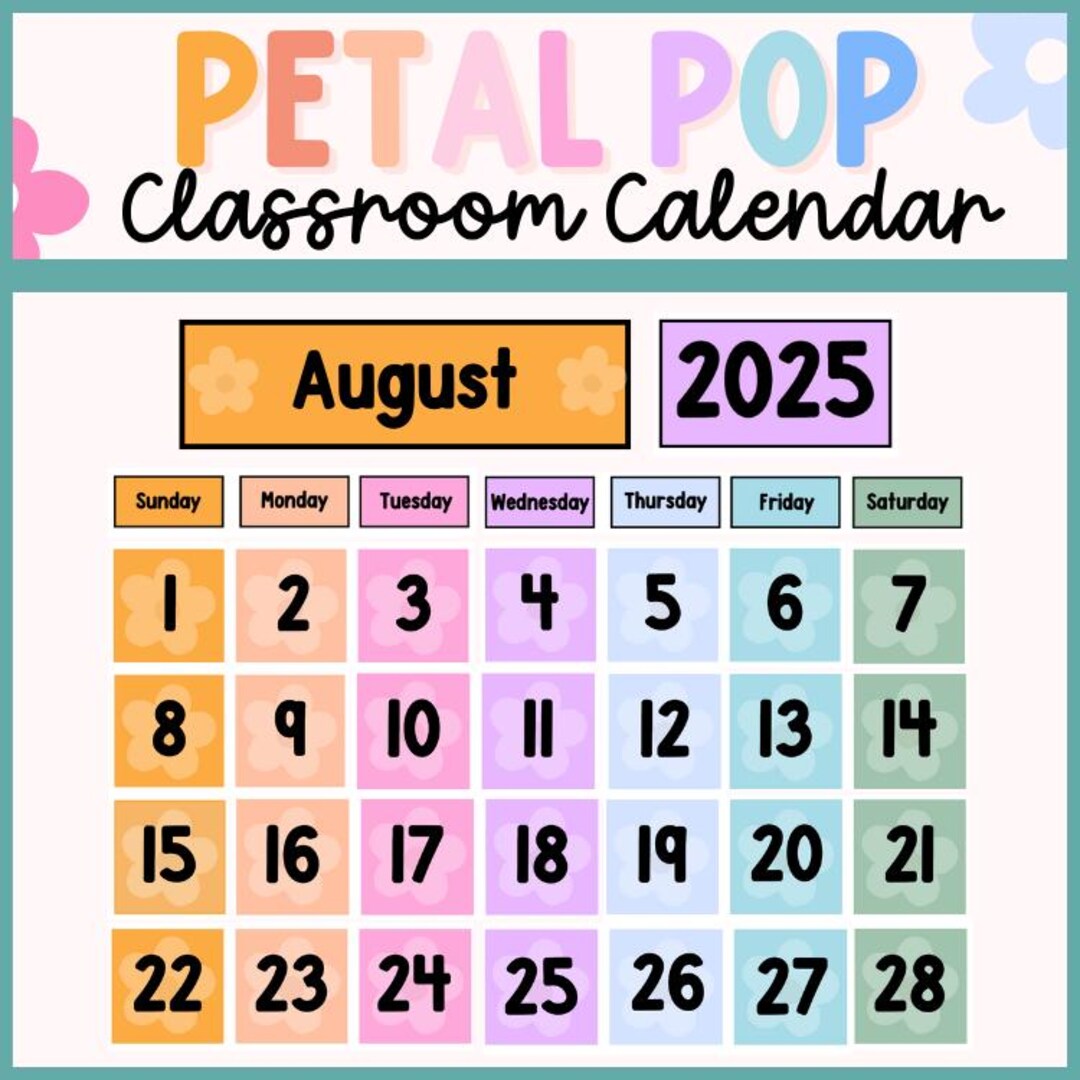 Classroom Calendar, School Calendar, Petal Pop Pastel Decor, Decor ...