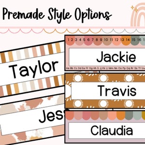 Classroom Name Tag, Student Name Plate, Editable, Boho Rainbow ...