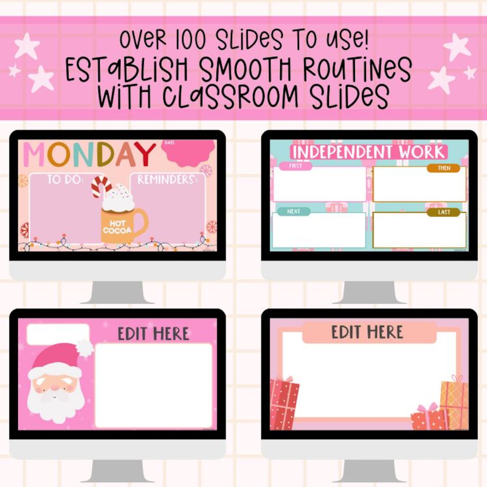 Christmas Classroom Slides, Daily Slides, Editable Slide Templates ...