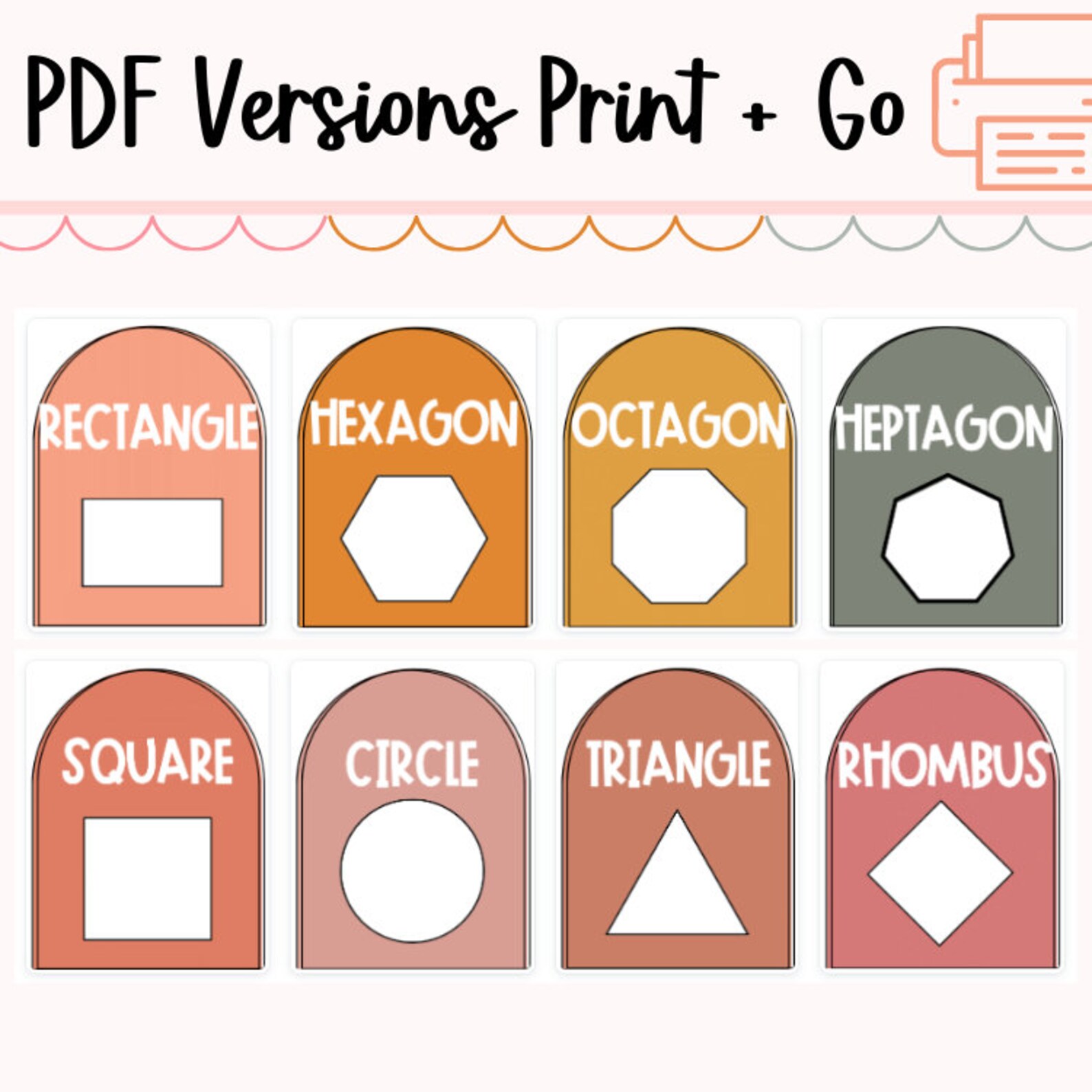 2D 3D Shape Posters, Boho Rainbow Decor Bundle, Editable Posters, Boho ...