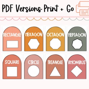 2D + 3D Shape Posters, Boho Rainbow Decor Bundle, Editable Posters ...