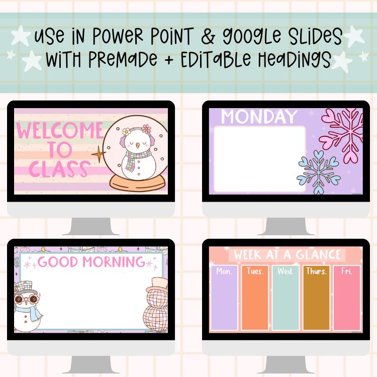 Winter Classroom Slides, Daily Slides, Editable Slide Templates ...