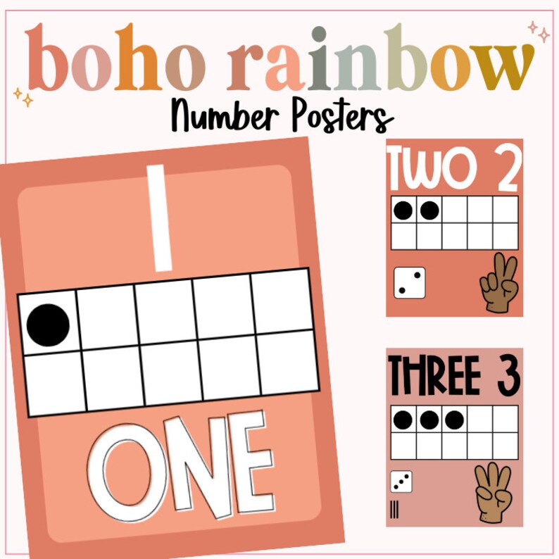 Number Posters, Math Posters, Boho Rainbow, Classroom Organization ...