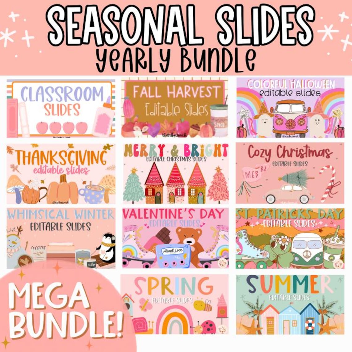 Seasonal Classroom Slides, Year Long Slides, Classroom Slides, Daily ...