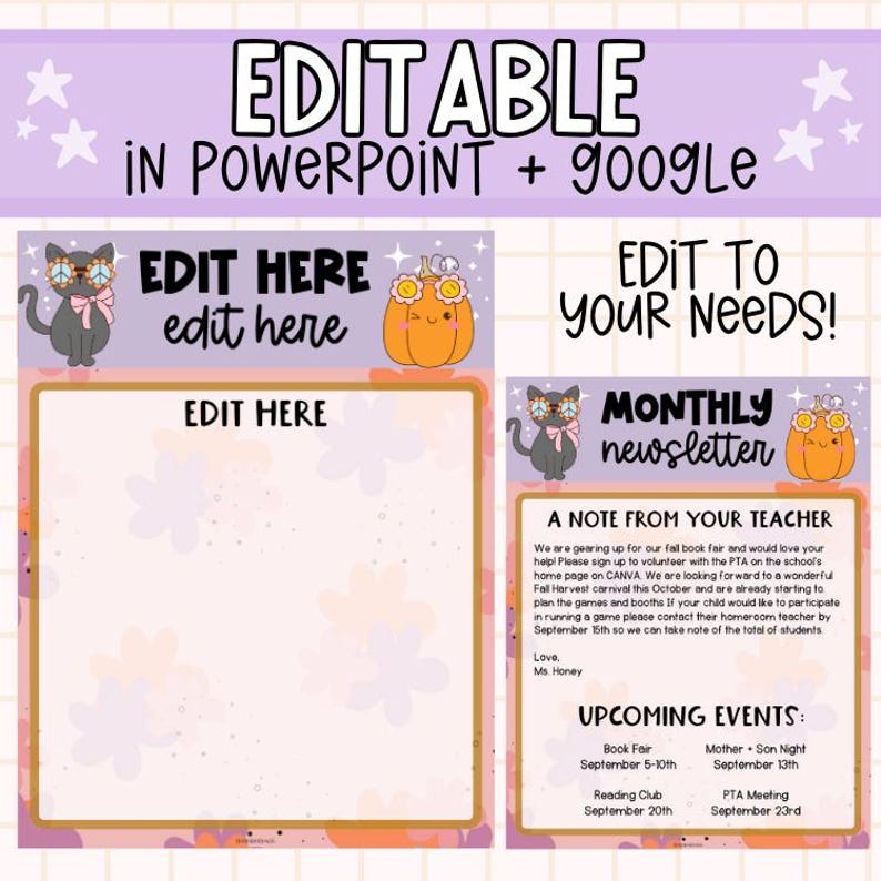 Halloween Newsletters, Newsletter Template, Class Newsletter, Editable ...