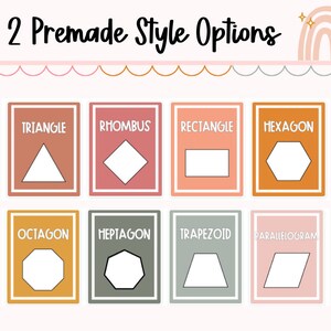 2D + 3D Shape Posters, Boho Rainbow Decor Bundle, Editable Posters ...