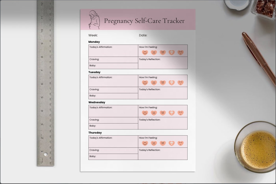 Printable Pregnancy Self-care Tracker L Digital Pregnancy Logbook L ...