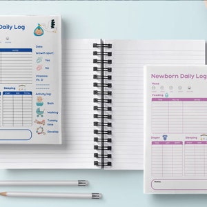 NEWBORN DAILY LOG- 3 Colors, Baby Feeding Log, Baby Tracker, Newborn ...