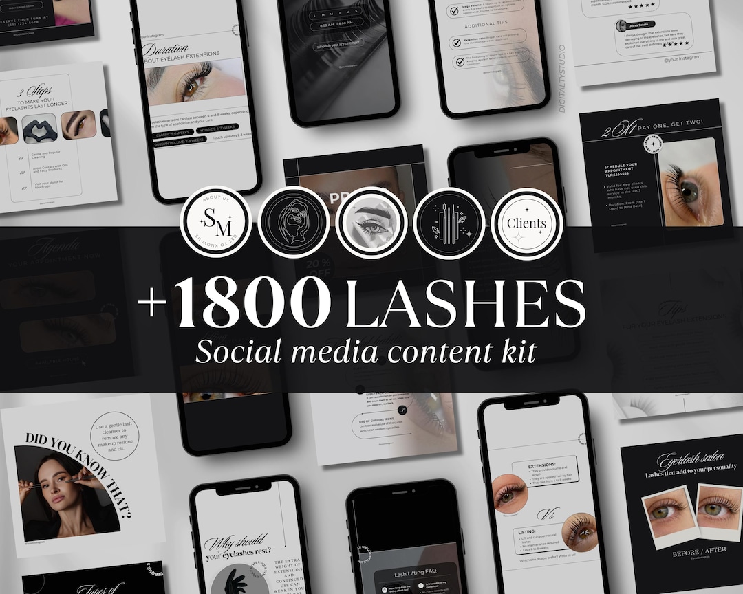 Social Media Templates for Eyelash: Canva Kit Eyelashes Extensions ...