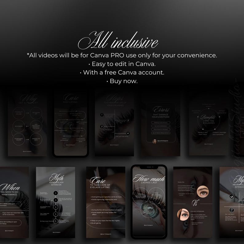 Video Reels Templates for Lash Artist Instagram/ Lash Tech Instagram ...