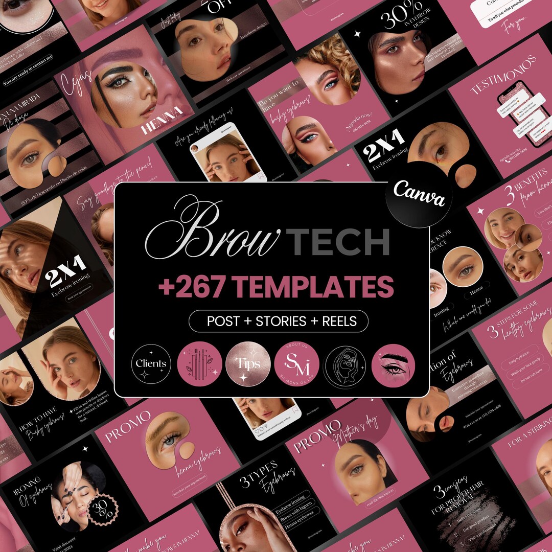 Template Brow Tech Rose Gold Instagram Post, Brow Tech, Canva Templates ...