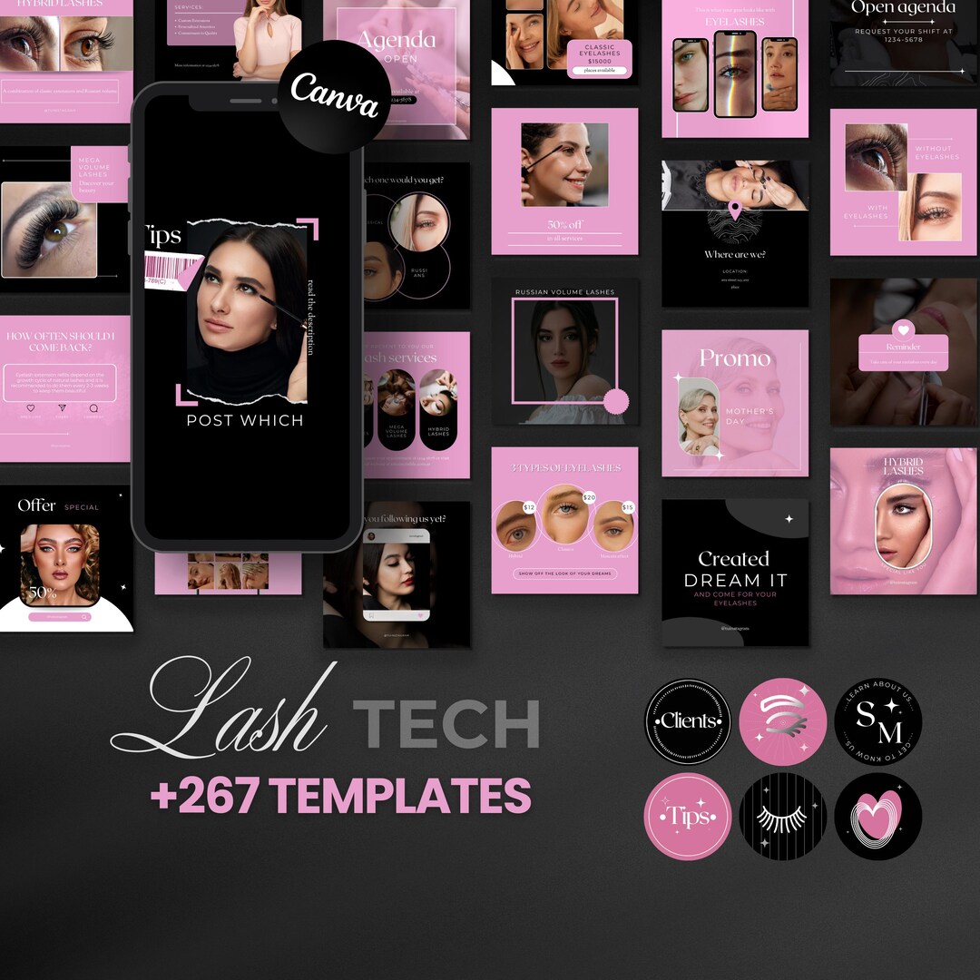 Templates for Lash Extensions Post/ Social Media Templates for Lash ...