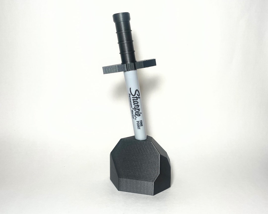 Sharpie Sword Cap With Rock Stand STL and 3MF Files for 3D Printing - Etsy