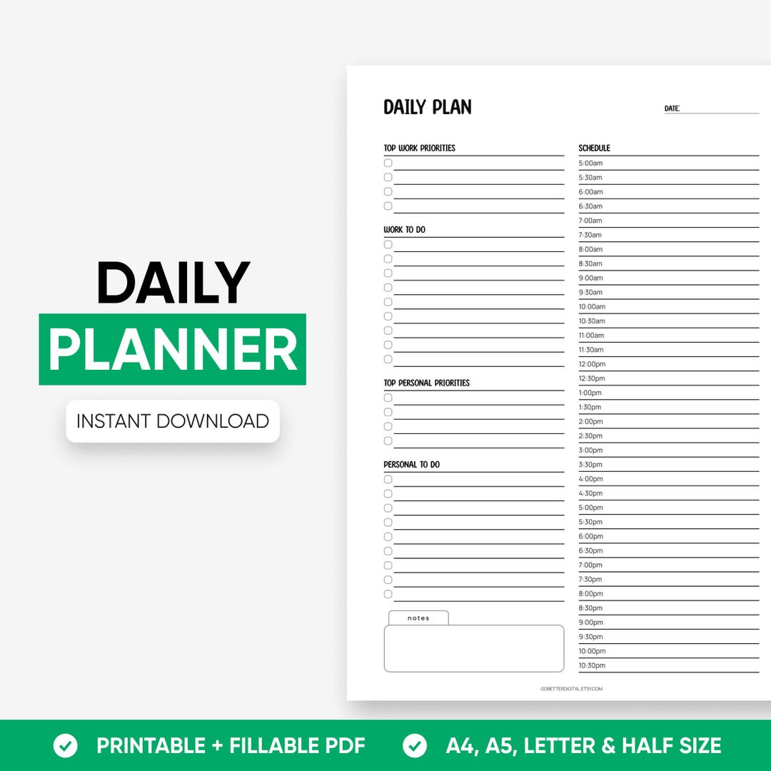 Printable Daily Planner 2024, Daily Planner, Task Planner, Goal Setting ...