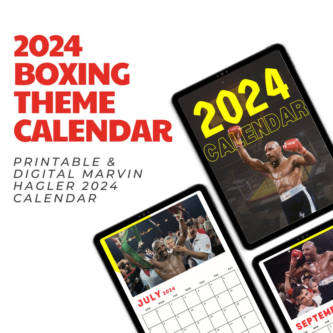 Marvin Hagler 2024 Calendar Printable Boxer 2024 Calendar Digital ...