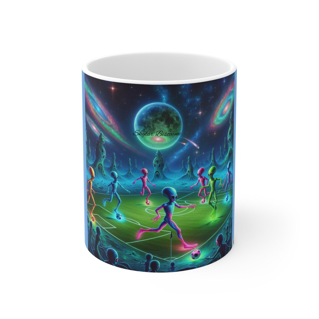 Soccer Aliens Mug, Space Extraterrestrial Coffee Cup, UFO Soccer ...