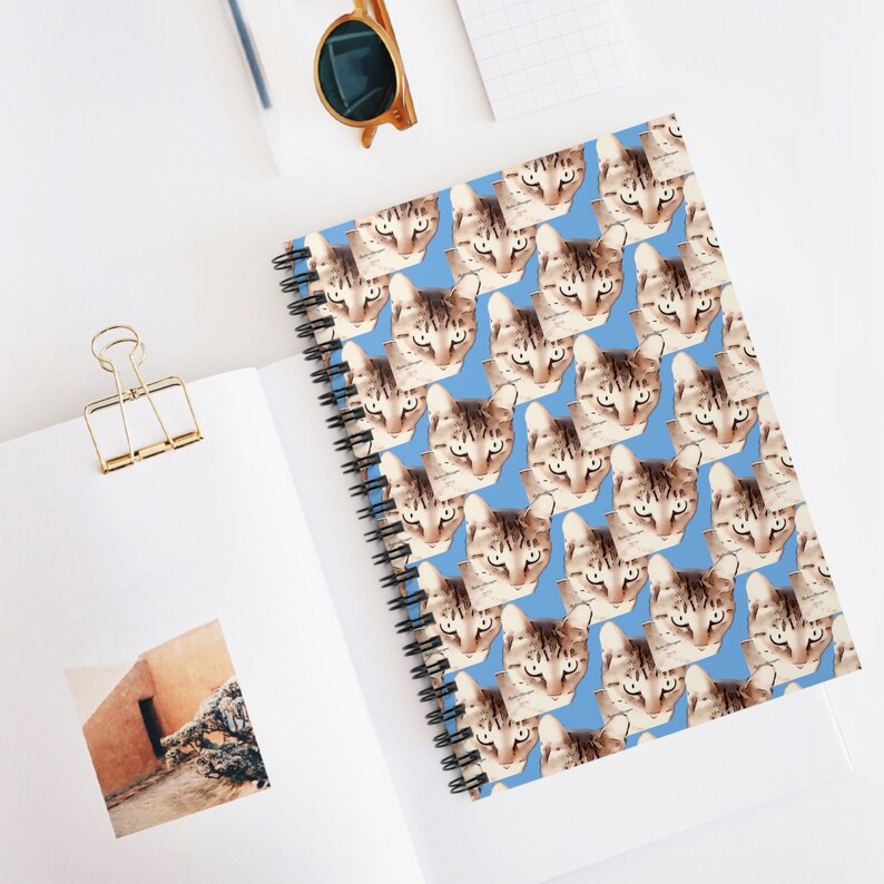 Cats Spiral Notebook Ruled Line Journal With Light Blue Cover Etsy