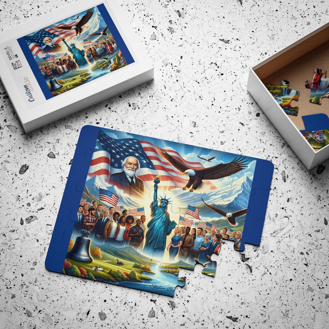 Kids' Puzzle, American Flag Liberty Bell Statue of Liberty, Patriotic ...