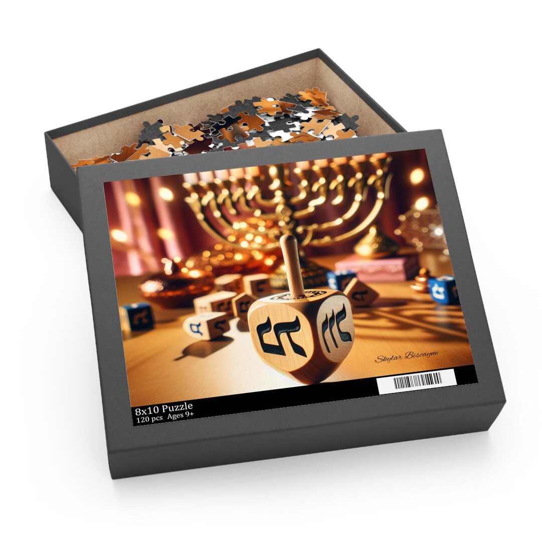 Puzzle, Hanukkah Dreidel With Menorah Design, Jewish Holiday Activity ...