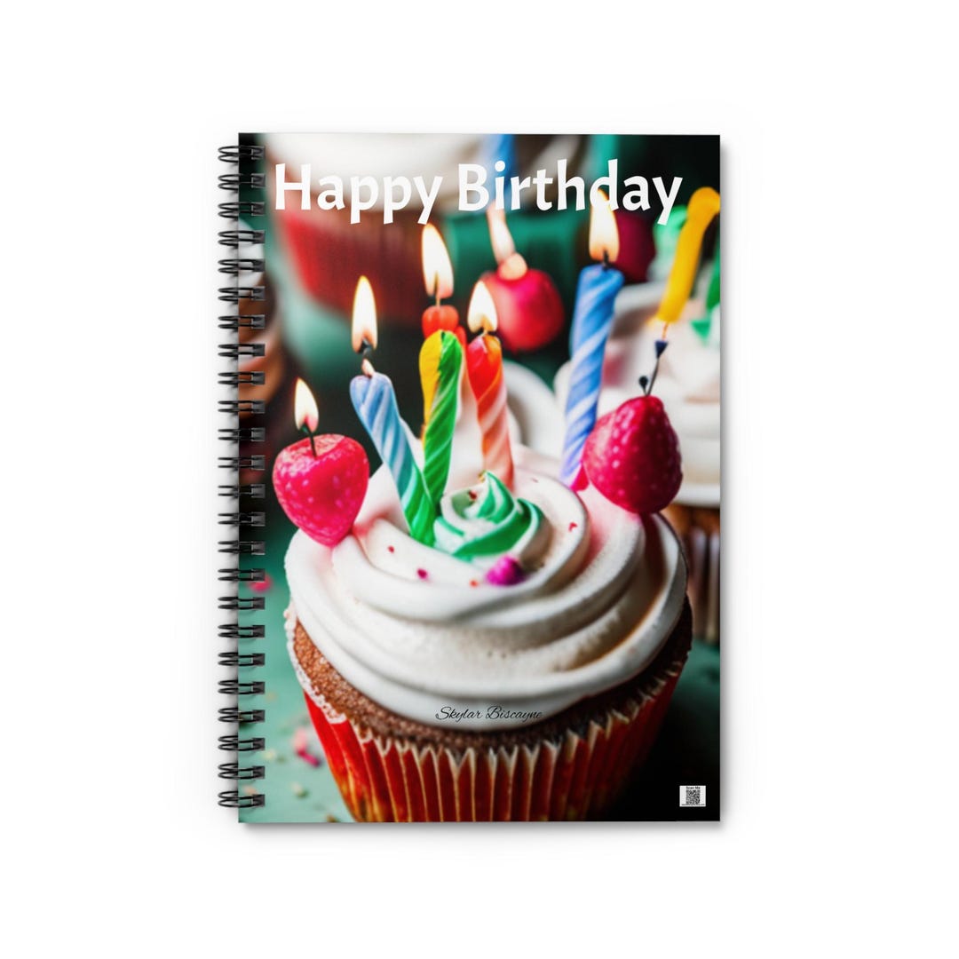 Happy Birthday Cupcake Spiral Notebook Gift - Etsy