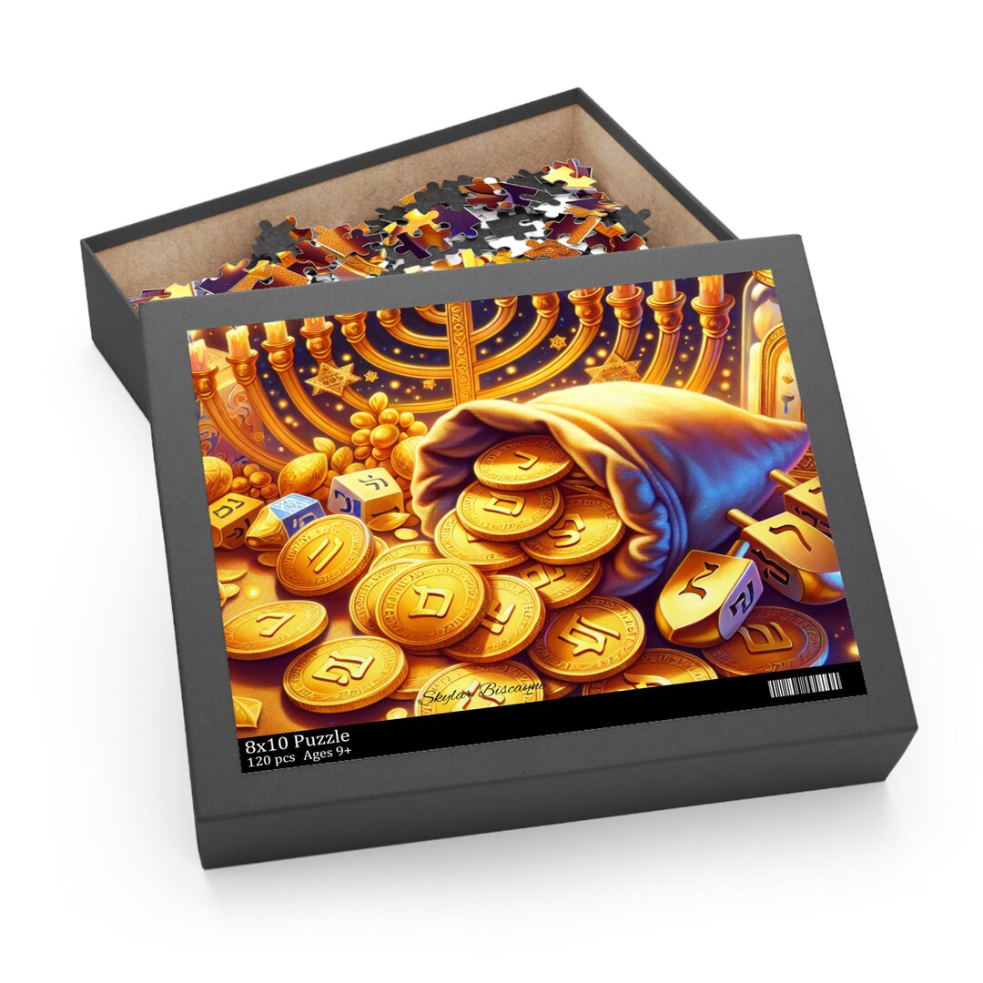 Puzzle (hanukkah Gelt With Menorah), Jigsaw, Game, Toy, Family Activity ...