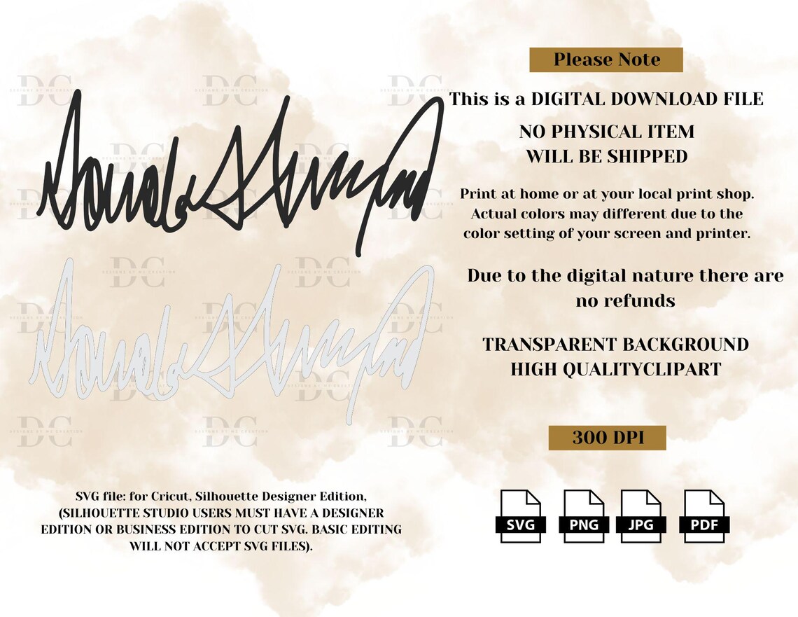 SIGNATURE, Donald Trump SVG Autograph, Trump 2024 Png, Donald Trump ...