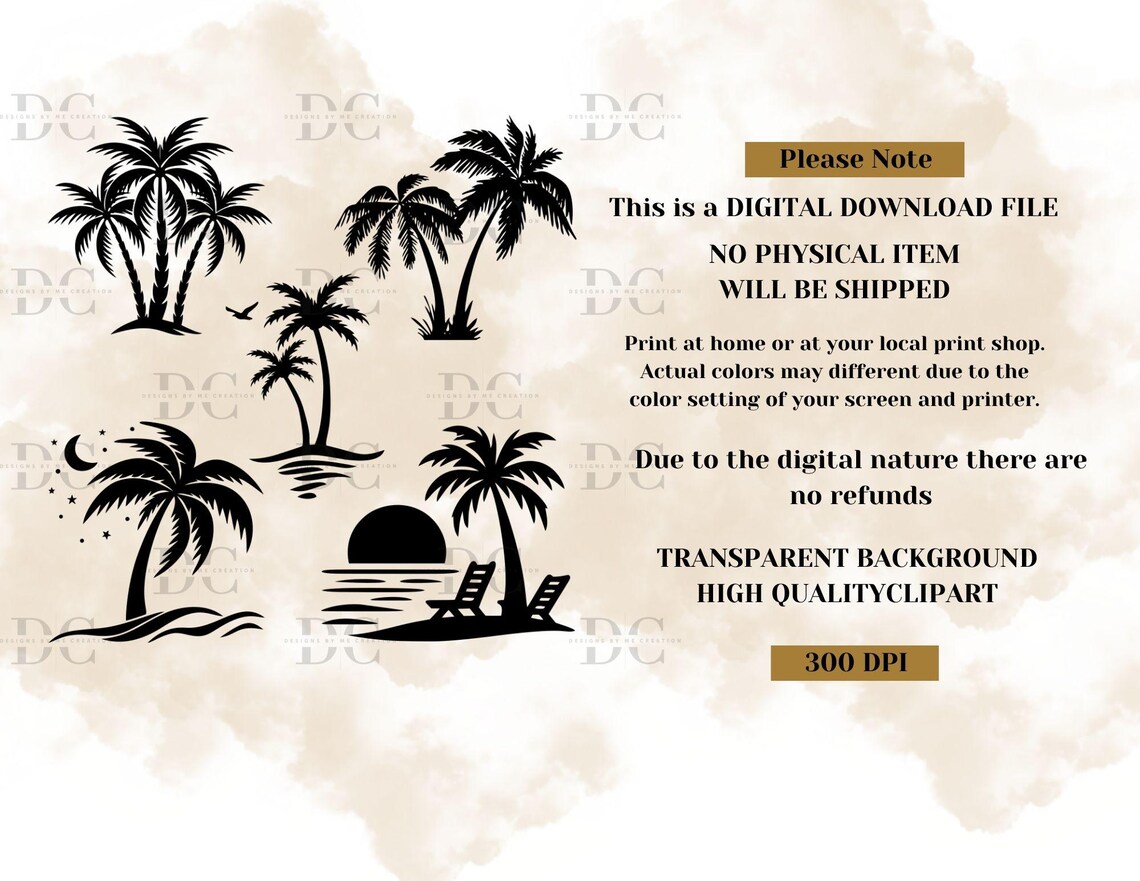 Palms SVG Png Ai Eps Dxf, Silhouette Stencil High Resolution Design ...