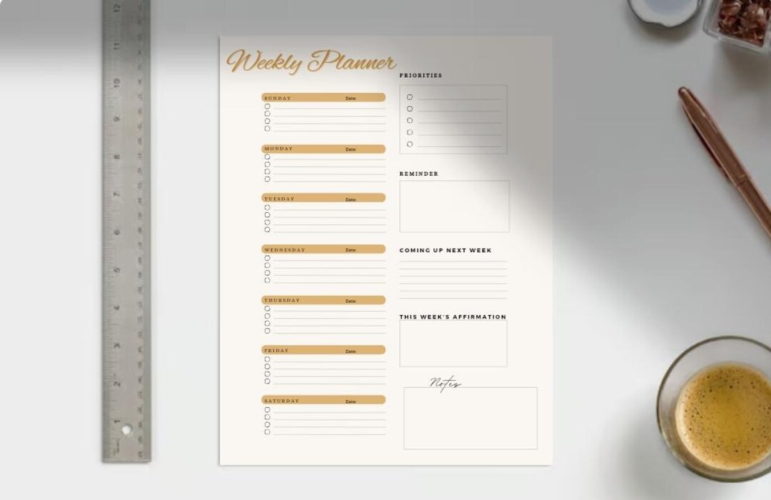 2025 Minimalist Printable Weekly Planner Including Priority List ...